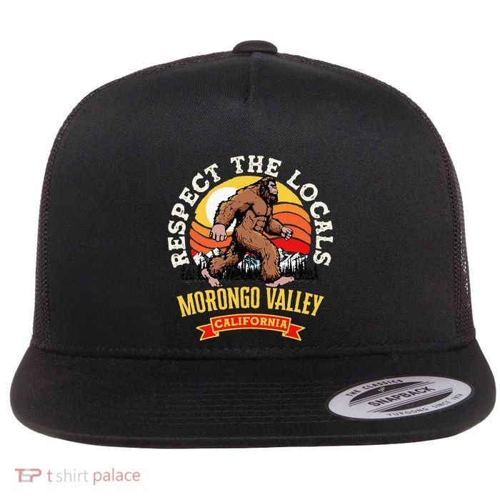 Morongo Valley California Respect The Locals Retro Bigfoot Flat Bill ...