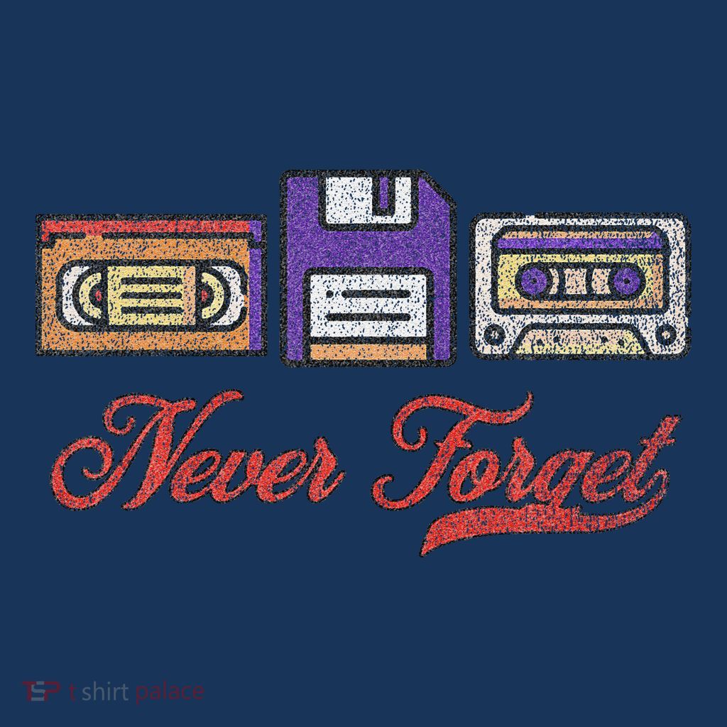 Never Forget Vintage Floppy Disk Vhs Tape 80s Cassette Retro Button ...