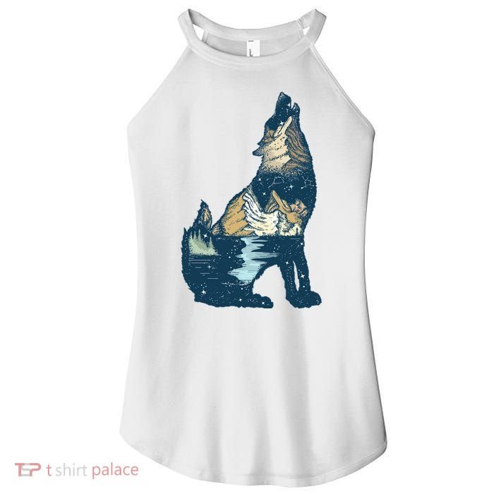 Night Wolf Wilderness Women's Perfect Tri Rocker Tank | TShirtPalace