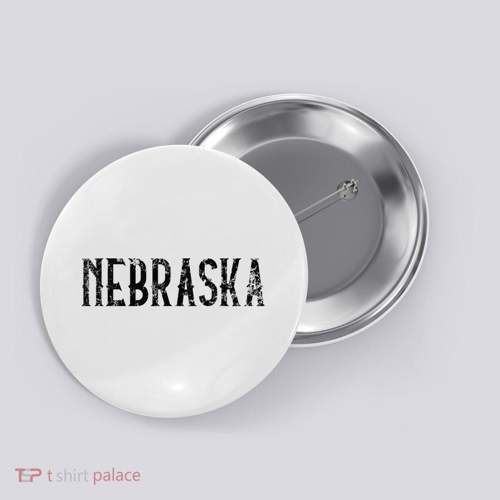 Nebraska Vintage Script NE Apparel Button | TShirtPalace