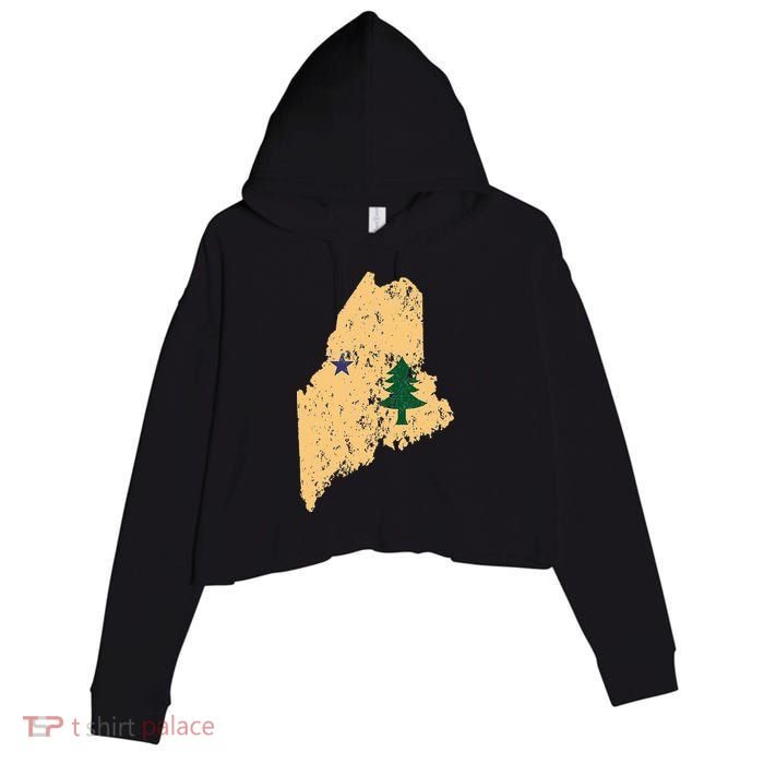 Original Maine State Flag Retro Northern New England Dirigo Crop Fleece ...