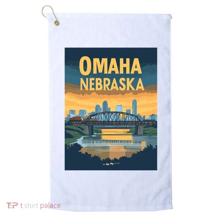 Omaha Nebraska Travel Poster Platinum Collection Golf Towel | TShirtPalace