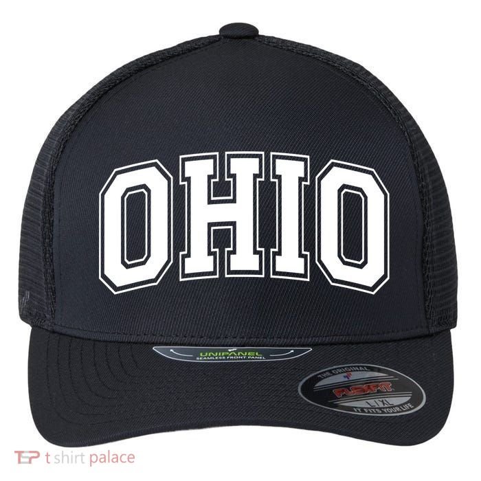 Ohio State OH USA Varsity Style White Font Flexfit Unipanel Trucker Cap ...