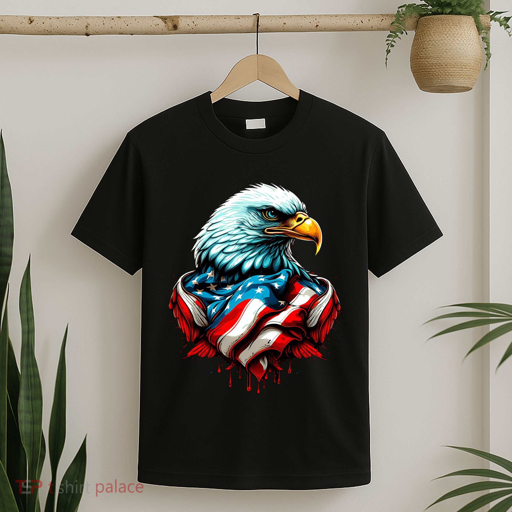 Patriotic Bald Eagle 4th Of July USA American Flag T-Shirt