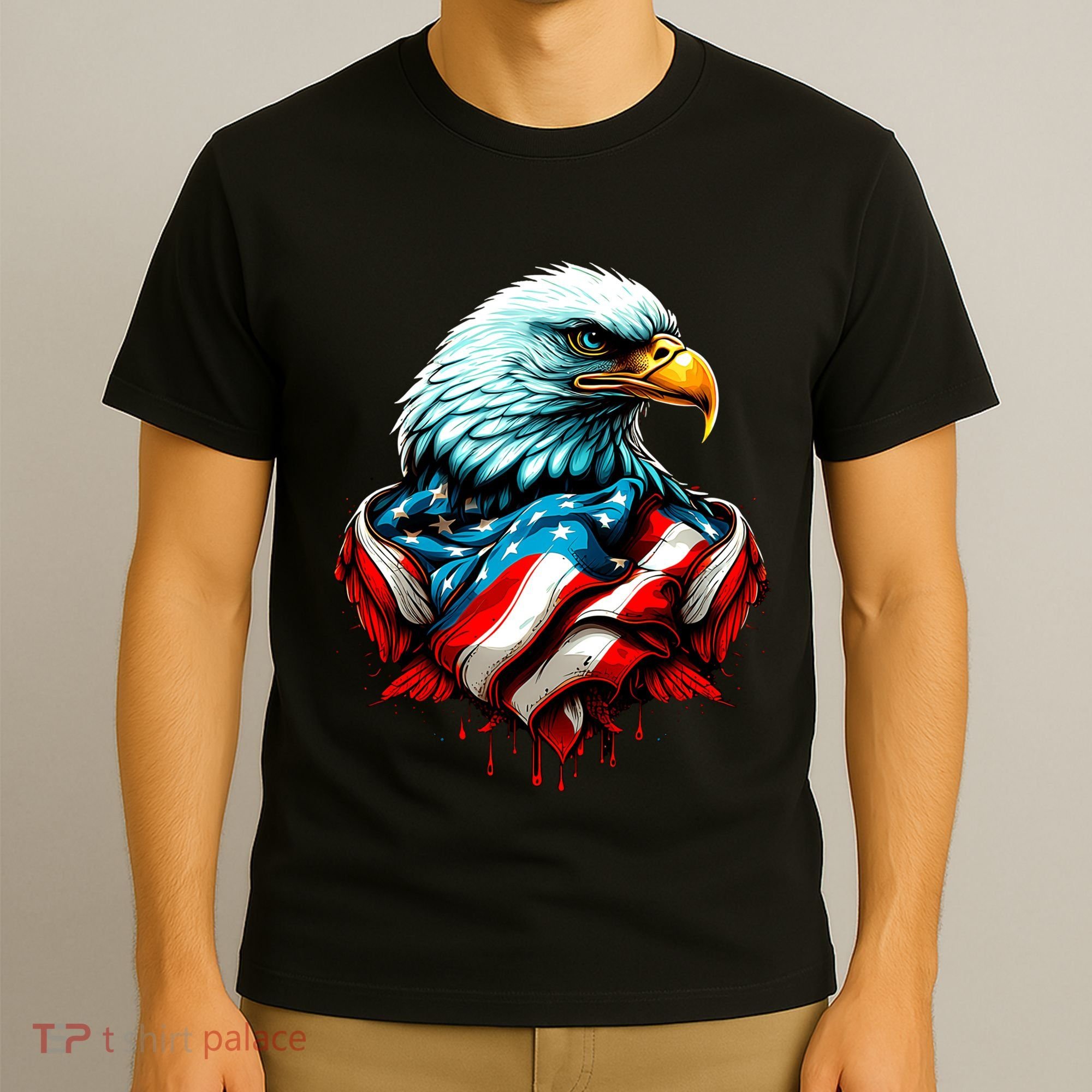 Patriotic Bald Eagle 4th Of July USA American Flag T-Shirt