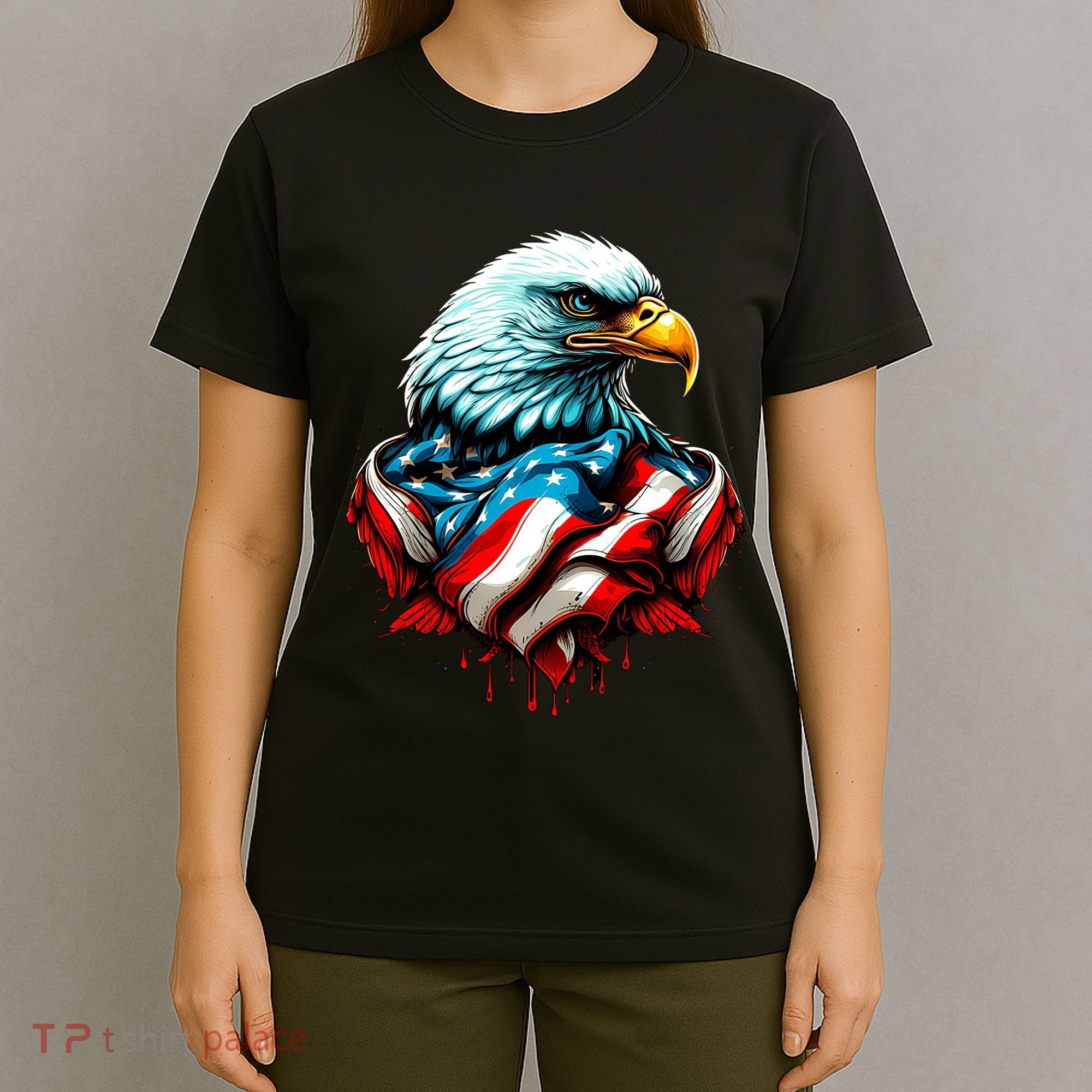 Patriotic Bald Eagle 4th Of July USA American Flag T-Shirt