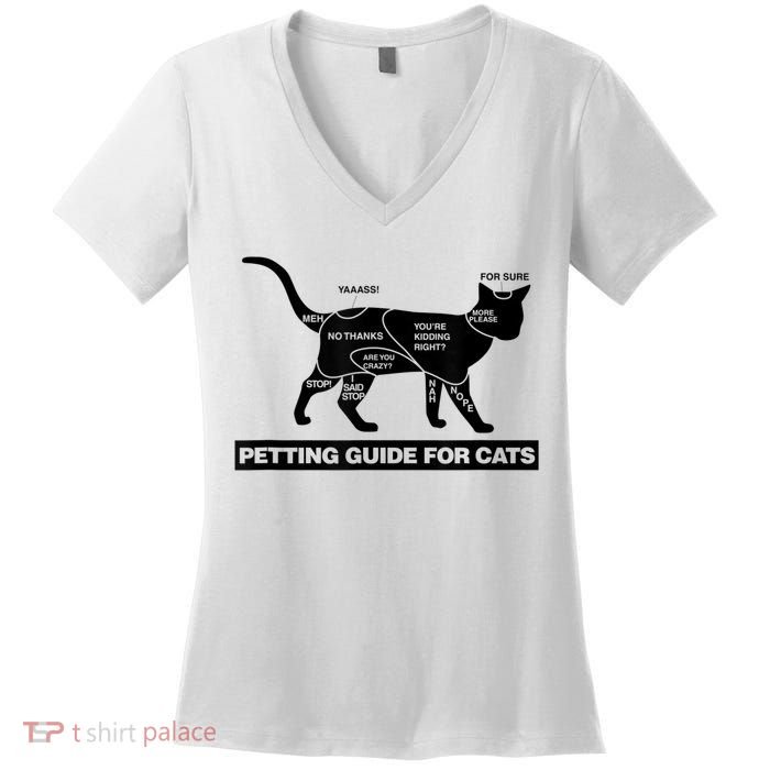 Petting Chart For A Cat Funny How To Pet A Cat Meme Women's V-Neck T ...