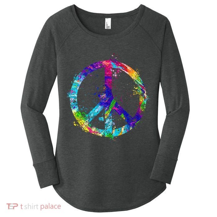 Peace Sign Paint Splatter Women's Perfect Tri Tunic Long Sleeve Shirt ...