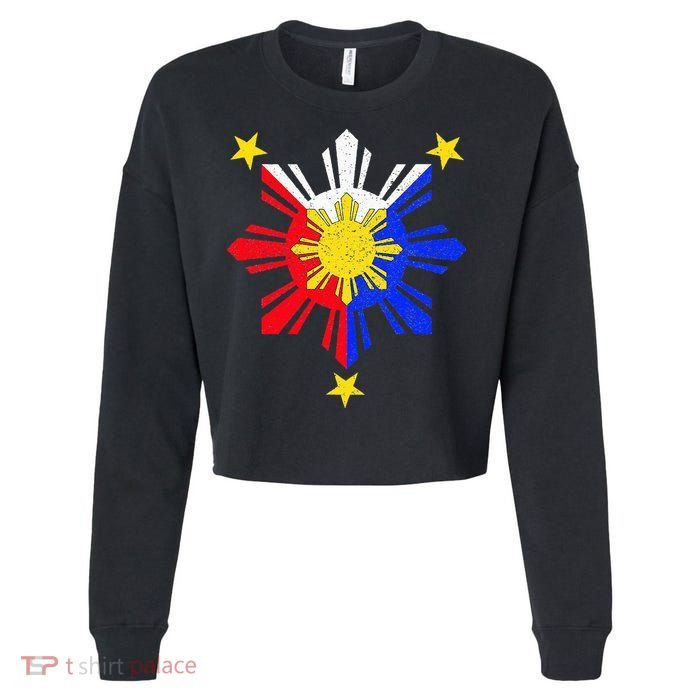 Pinoy Filipino Philippine Flag Sun Cropped Pullover Crew | TShirtPalace