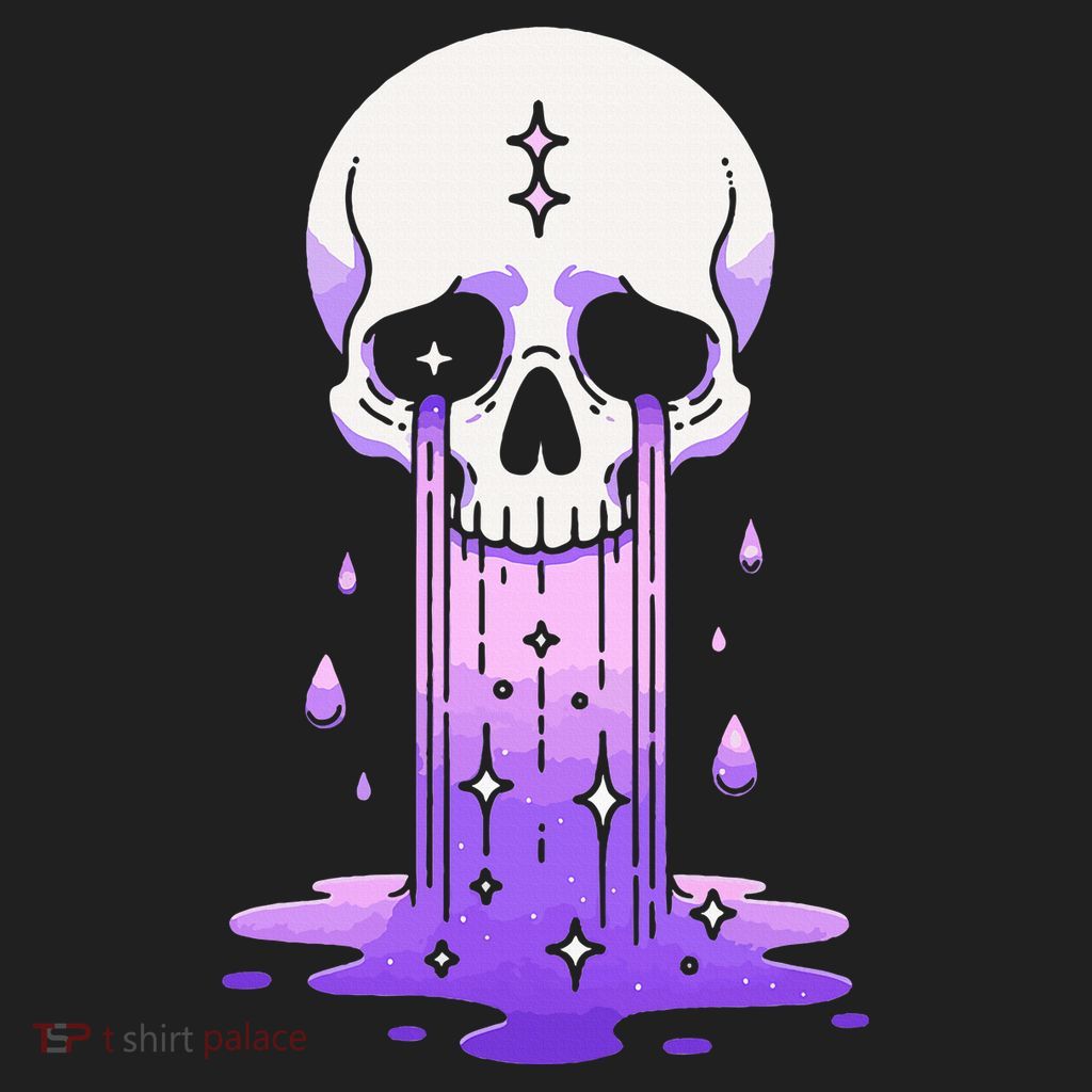 Pastel Goth Skull Crying Sad Stars Purple Alt Aesthetic Hat | TShirtPalace
