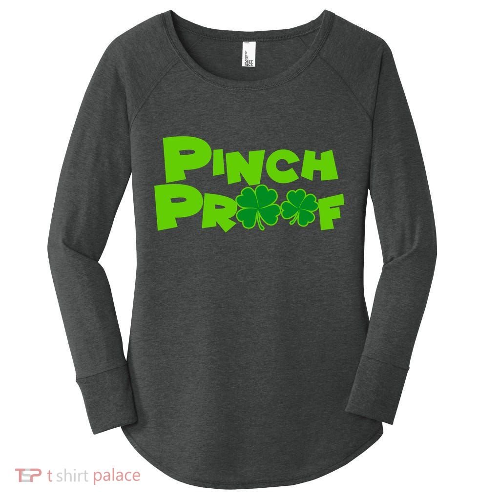 Pinch Proof Irish Shamrocks Women's Perfect Tri Tunic Long Sleeve Shirt ...