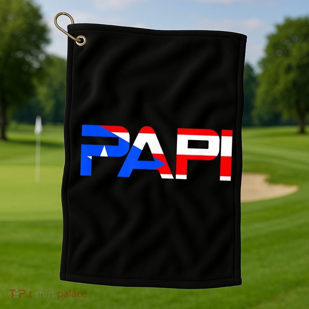 Papi Puerto Rico Flag Platinum Collection Golf Towel | TShirtPalace