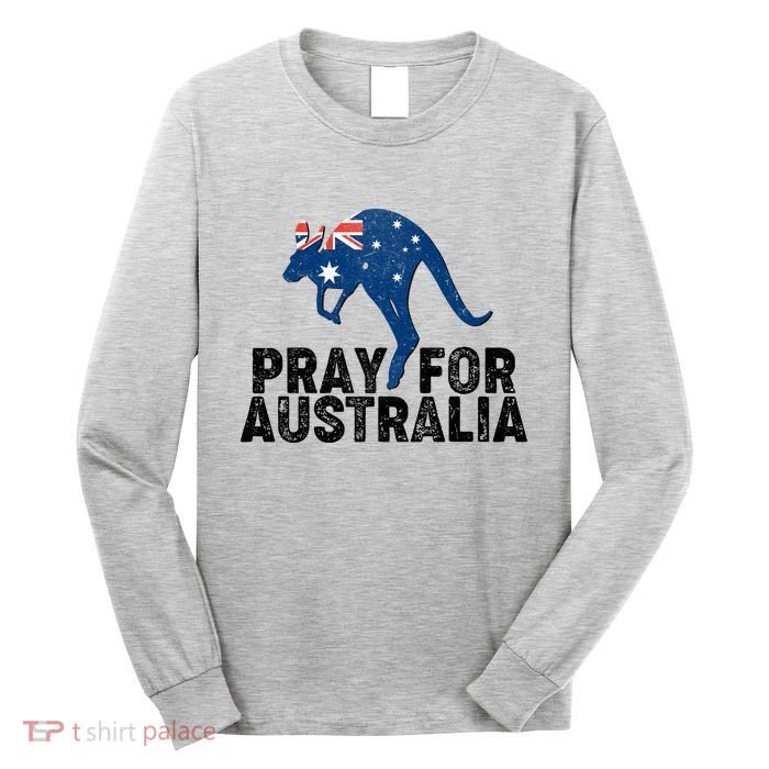 Pray for Australia Kangaroo Australian Flag Long Sleeve Shirt ...