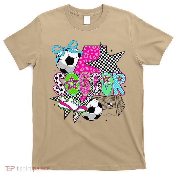 Preppy Soccer Coquette Checkered Star Mama T-Shirt | TShirtPalace