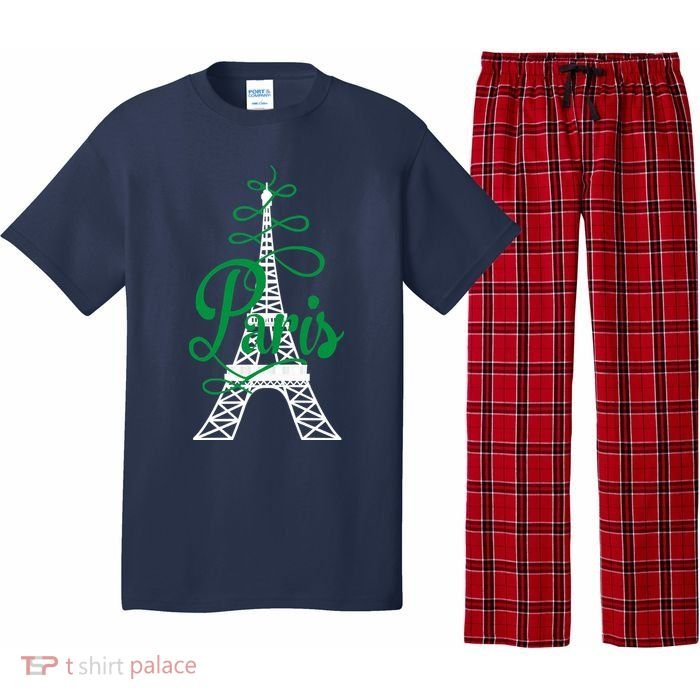 Paris Script Eiffel Tower French France Pajama Set | TShirtPalace