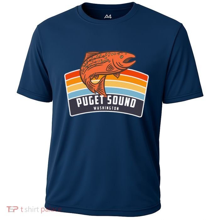 Puget Sound Washington Salmon Fishing Cooling Performance Crew T-Shirt ...