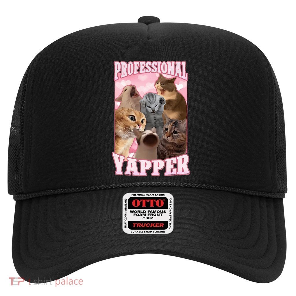 Professional Yapper Funny Cat Meme Goofy Ahh Ironic Cat Hat | TShirtPalace