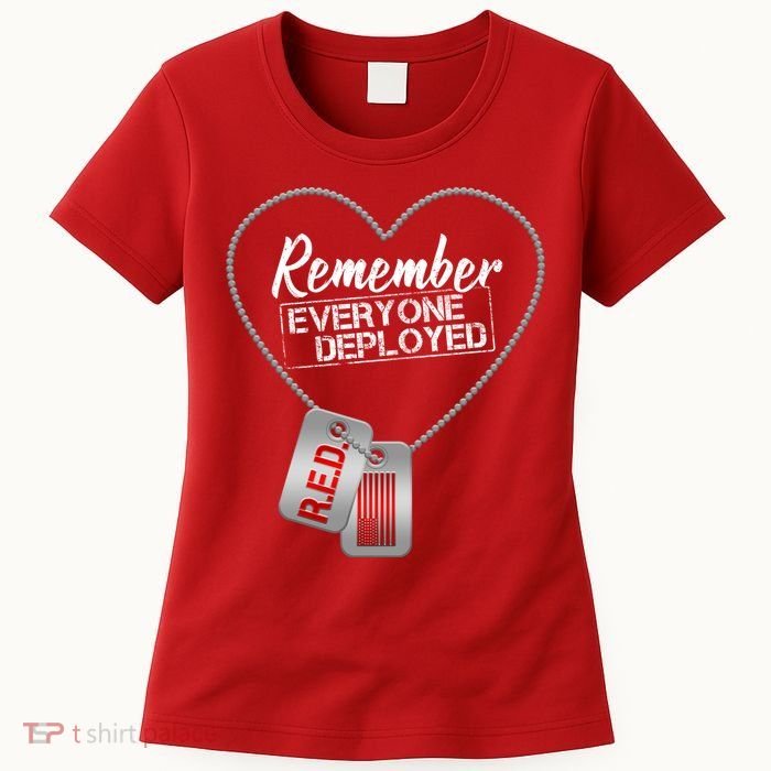 RED Remember Everyone Deployed Dog tags Women's T-Shirt | TShirtPalace