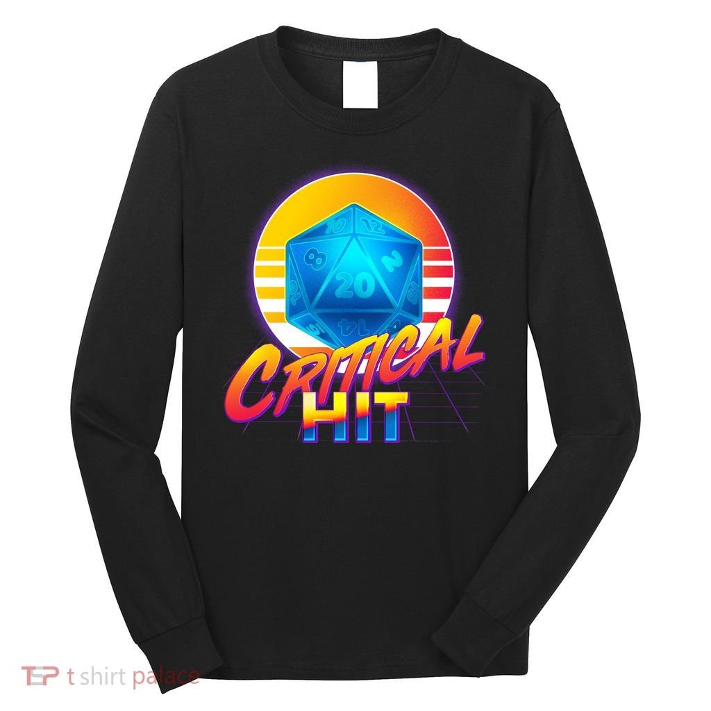 Retro 80's DnD Critical Hit Long Sleeve Shirt | TShirtPalace