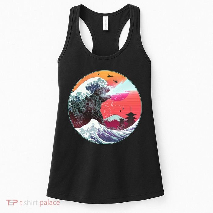 Retro 80's Godzilla Attack Wave Women's Tank Top