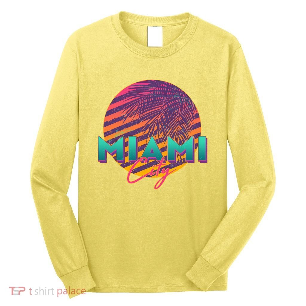 Retro 80's Miami CIty Emblem Long Sleeve Shirt | TShirtPalace