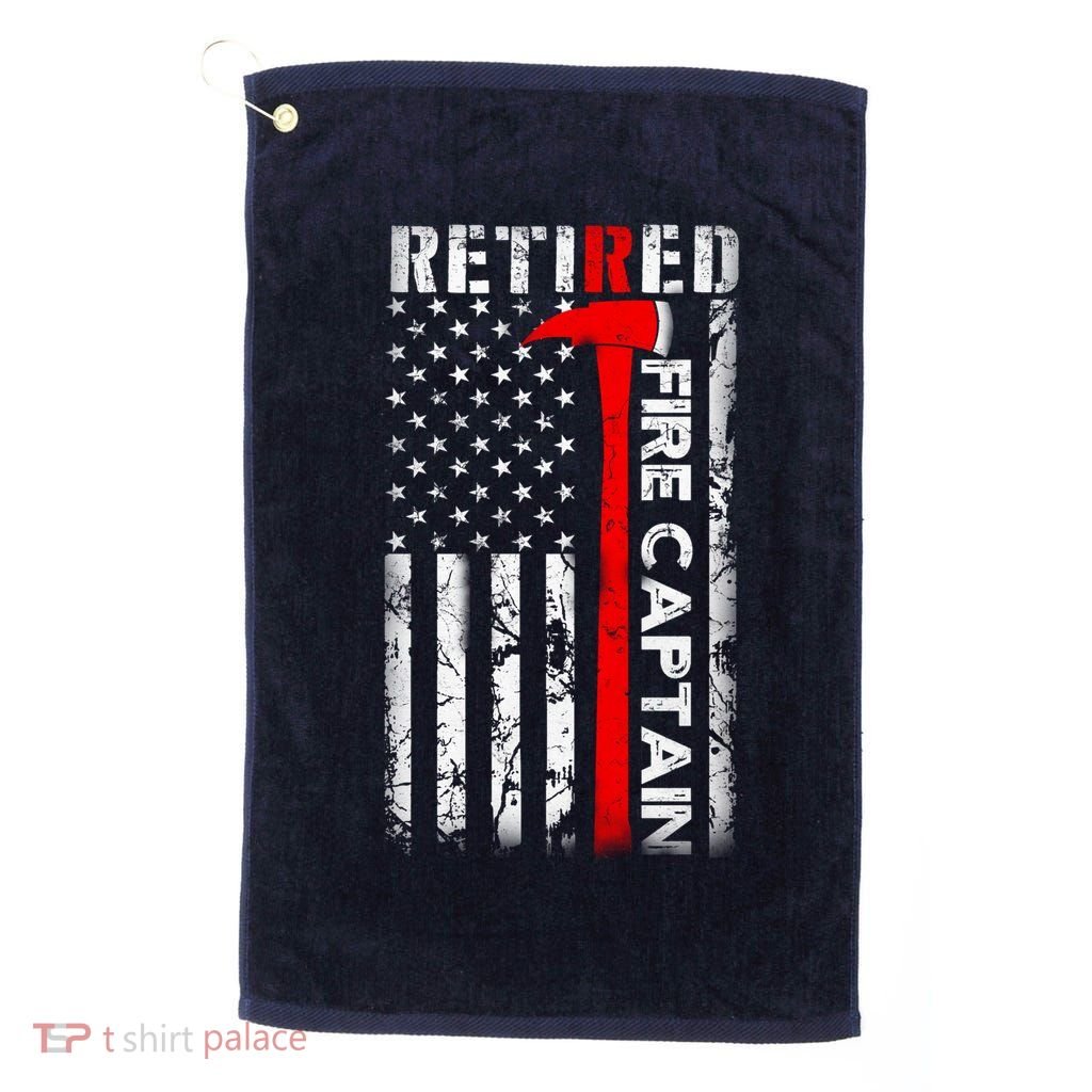 Retired Firefighter Fire Captain Retirement UAS flag Gifts Golf Towel ...