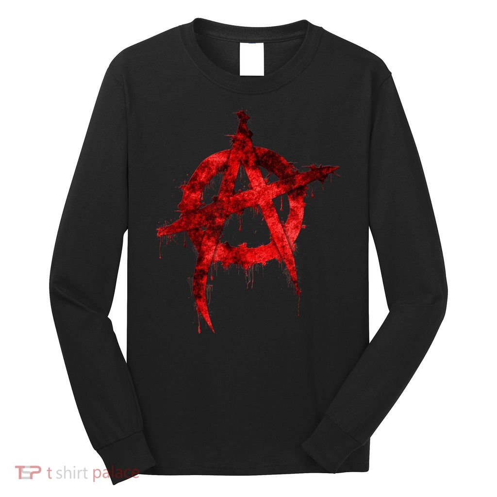 Red Graffiti Anarchy Symbol Long Sleeve Shirt | TShirtPalace