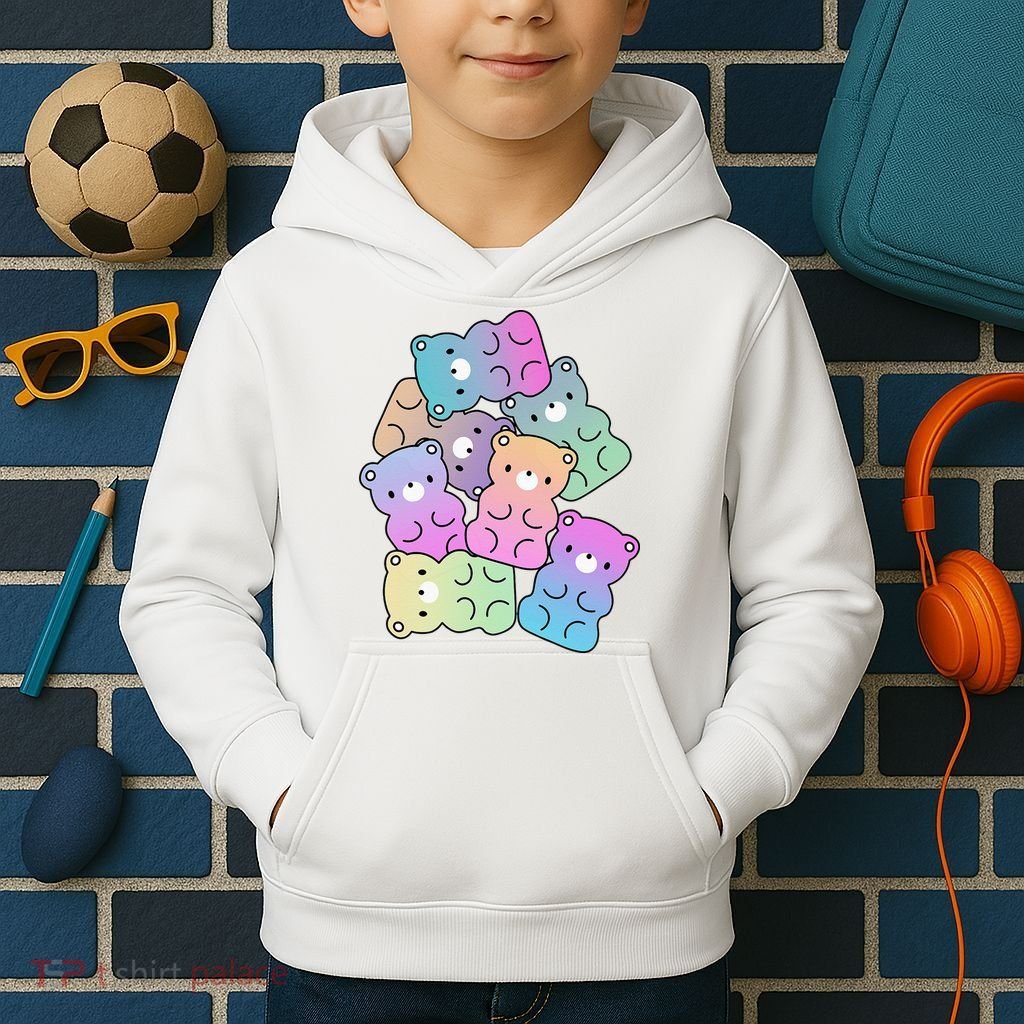 Rainbow Gummy Bear Design Kawaii Aesthetic Ns Kids Hoodie | TShirtPalace
