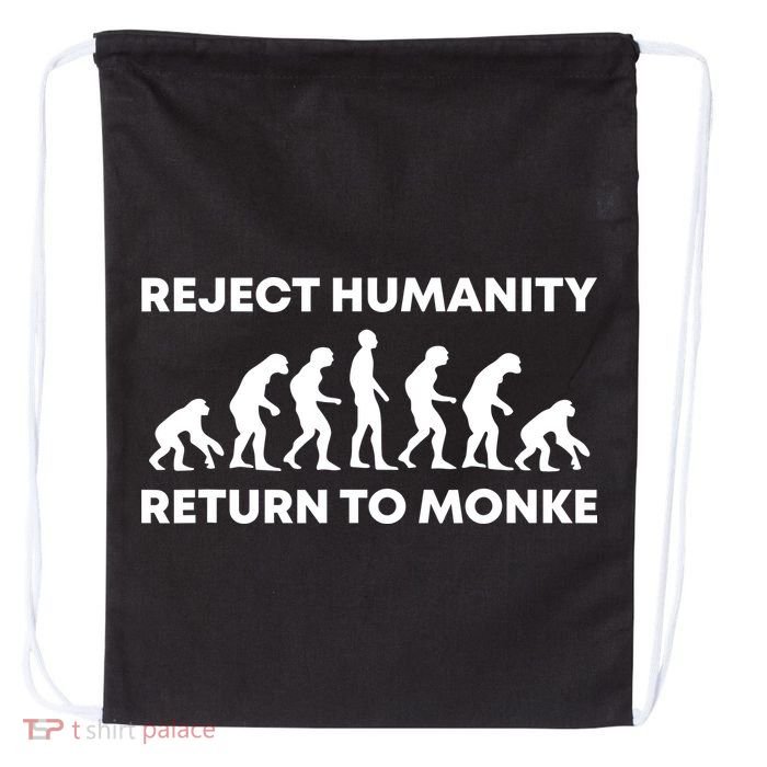 Reject Humanity Return To Monke Funny Meme Monkey Evolution Drawstring ...