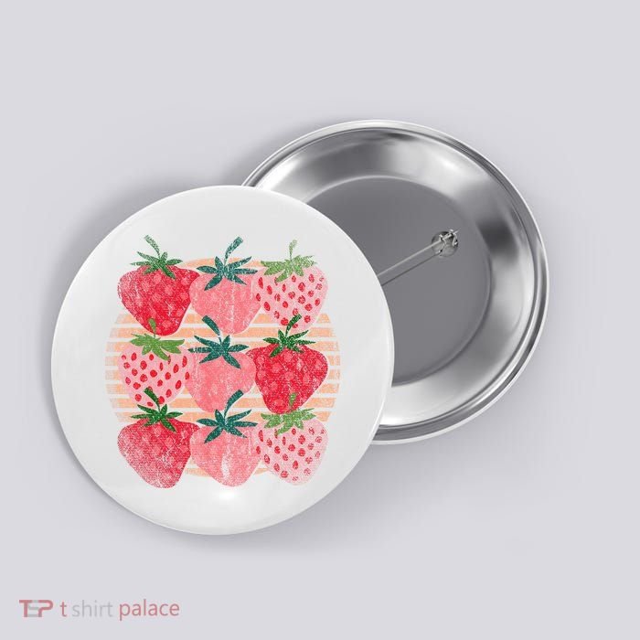 Retro Red Berry Fruit Cottagecore Strawberry Button | TShirtPalace