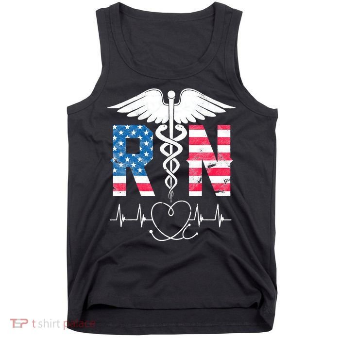 RN Registered Nurse USA Flag Caduceus Stethoscope Patriotic Tank Top ...