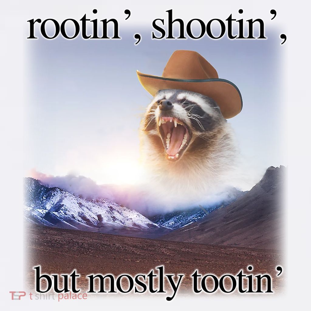 Rootin Shootin But Mostly Tootin Cowboy Raccoon Word Art Trucker Hat ...