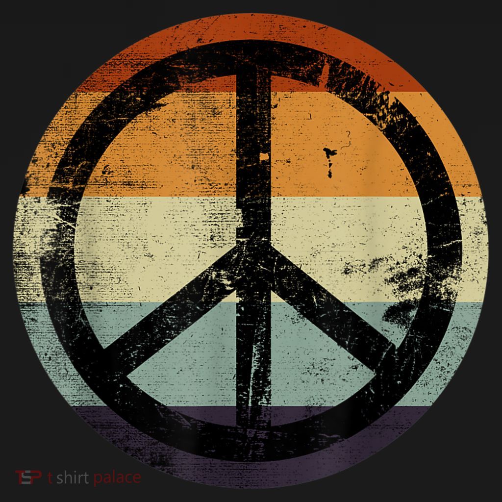 Retro Vintage Distressed Peace Sign Full Zip Hoodie | TShirtPalace