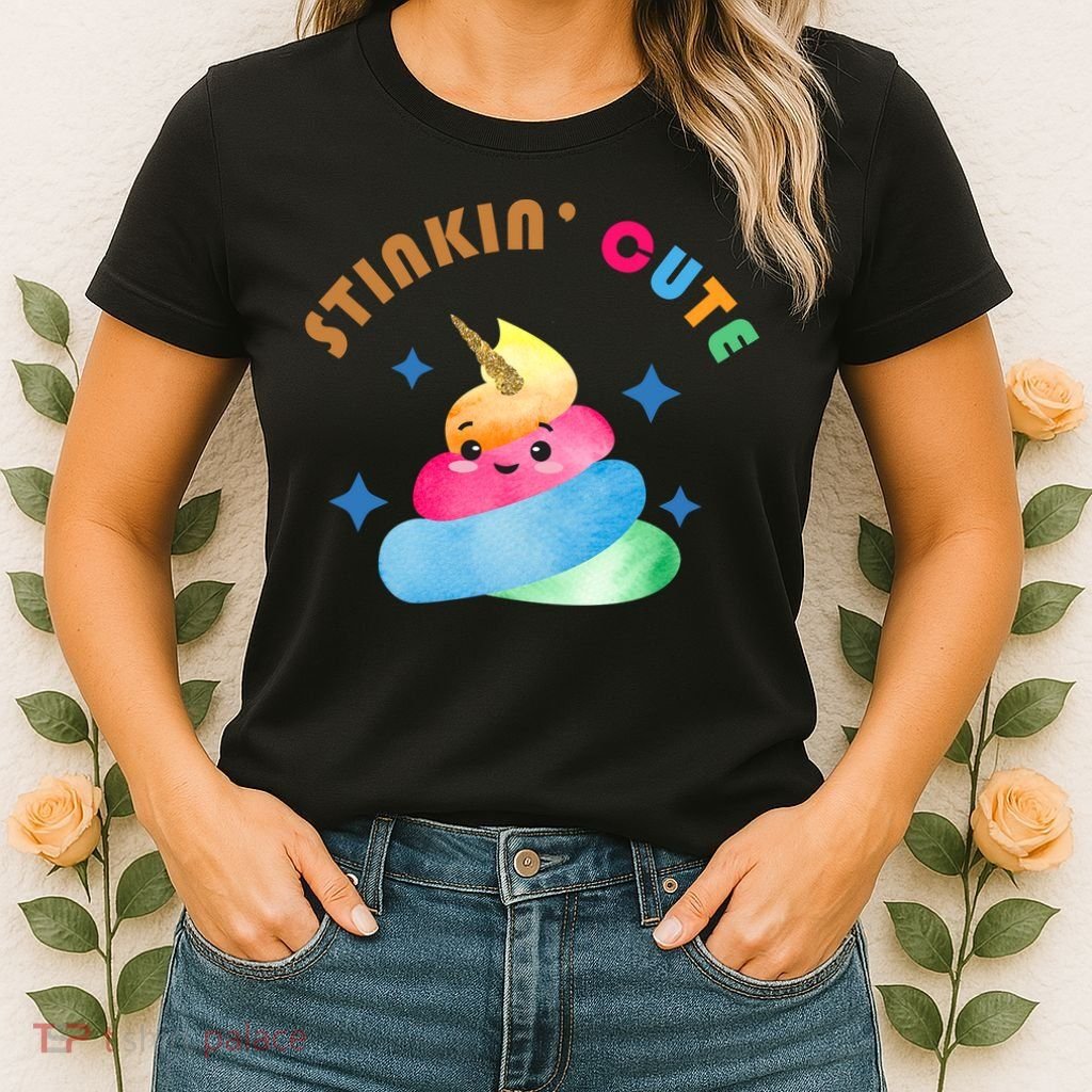 Stinkin Cute Rainbow Poop Unicorn Emoji Women's T-Shirt | TShirtPalace