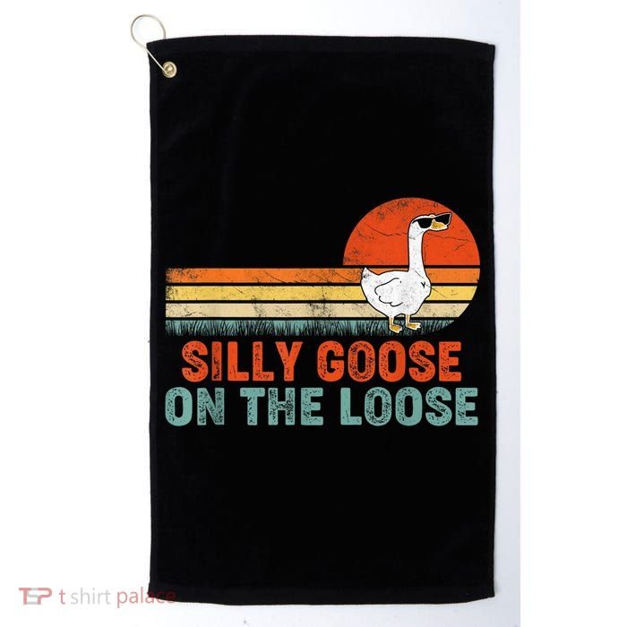 Silly Goose On The Loose Vintage Retro Sunset Golf Towel | TShirtPalace