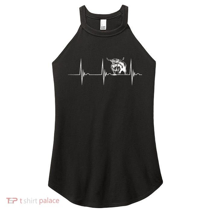 Scottish Highland Cow Heartbeat EKG Pulse Highlander Cow Women's ...