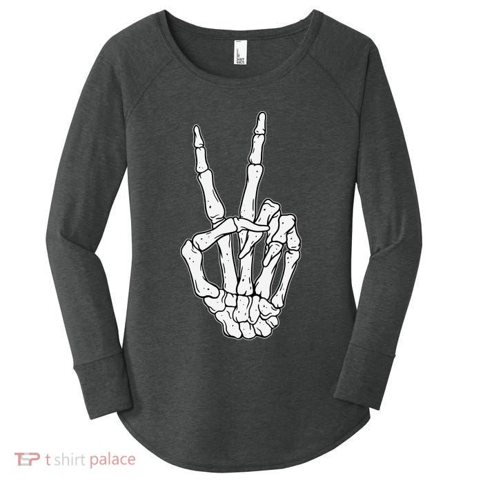 Skeleton Hand Peace Sign Bone Women's Perfect Tri Tunic Long Sleeve ...