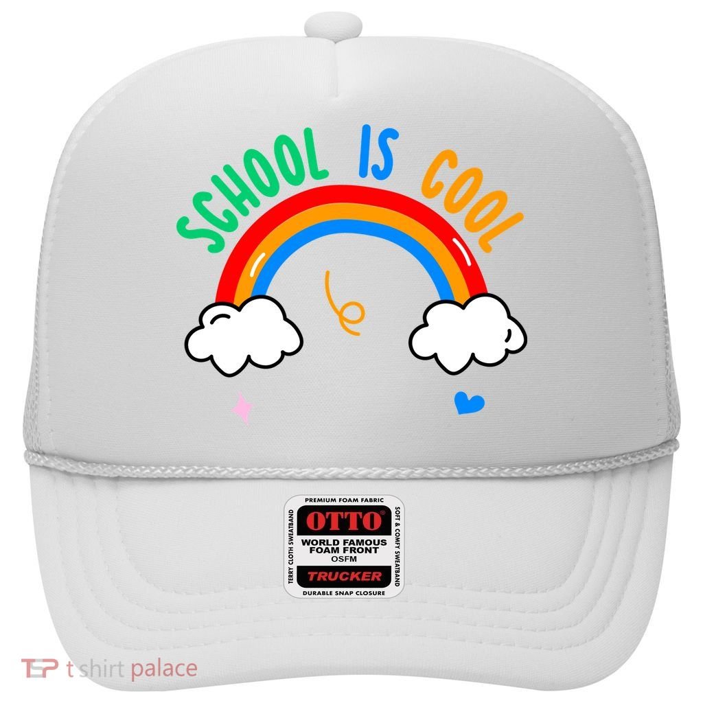 School Is Cool Rainbow Fun Retro Trucker Hat | TShirtPalace