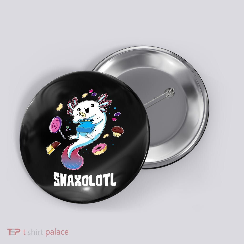 Snaxolotl Kawaii Axolotl Eats Candy Snacks Amphibian Button | TShirtPalace