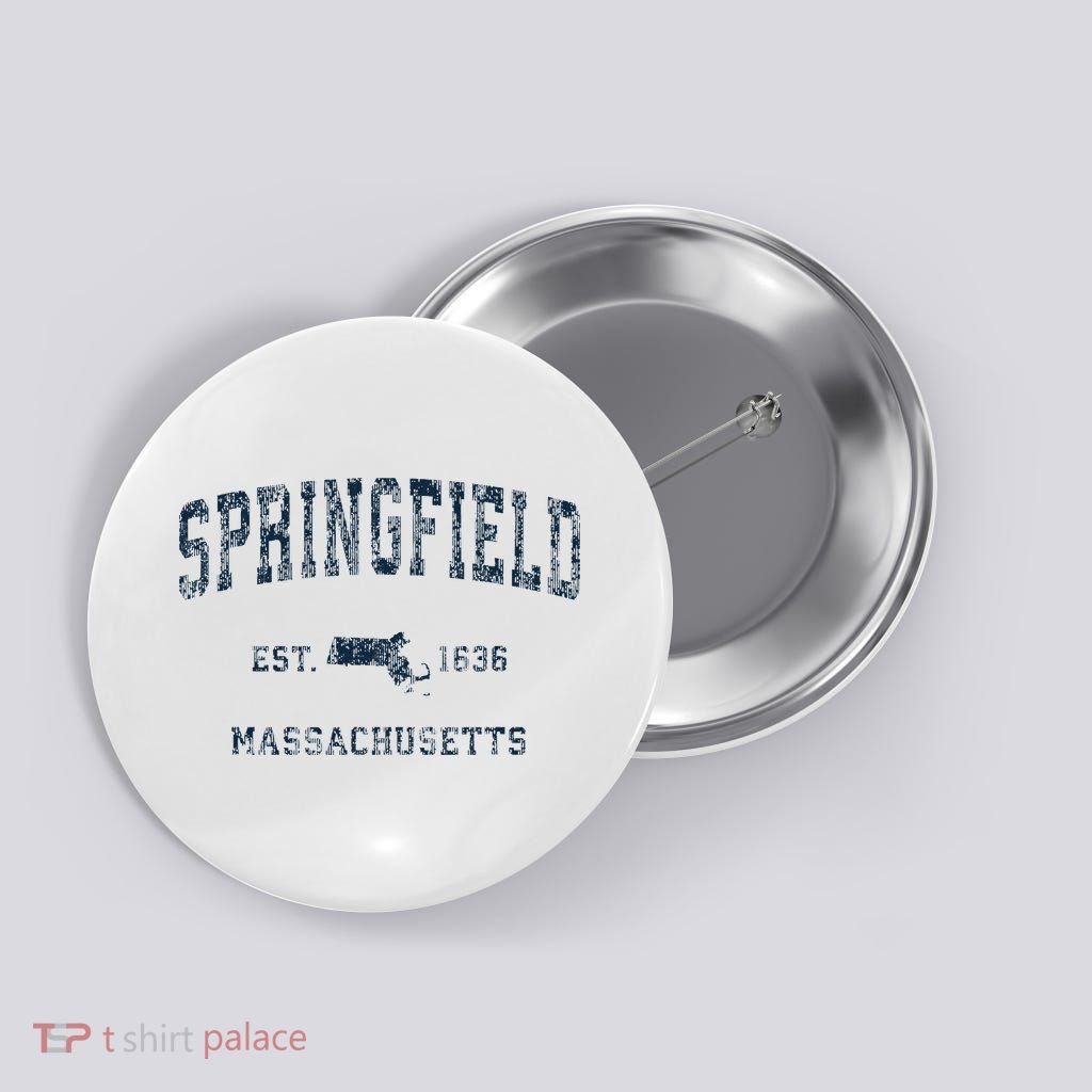 Springfield Massachusetts Ma Vintage Sports Print Button