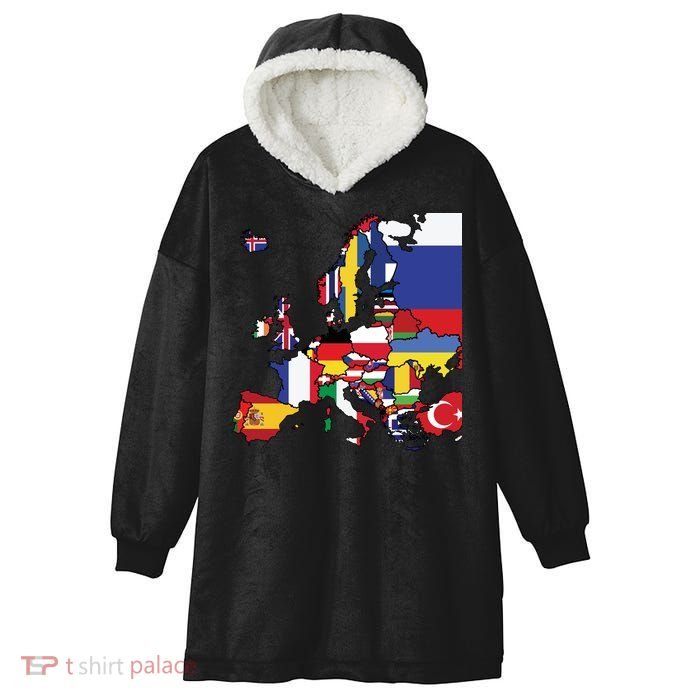 Simple Map Of Europe With Country Flags Hooded Wearable Blan