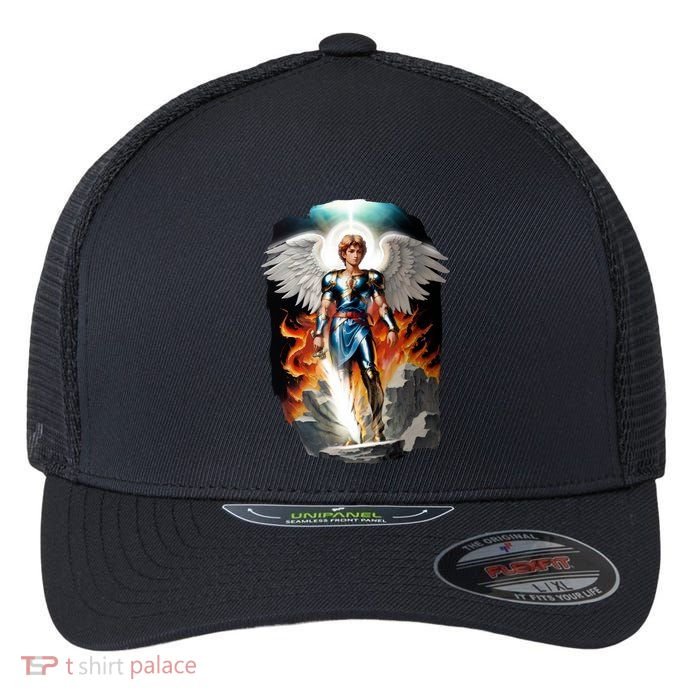 Saint Michael The Archangel Flexfit Unipanel Trucker Cap | TShirtPalace