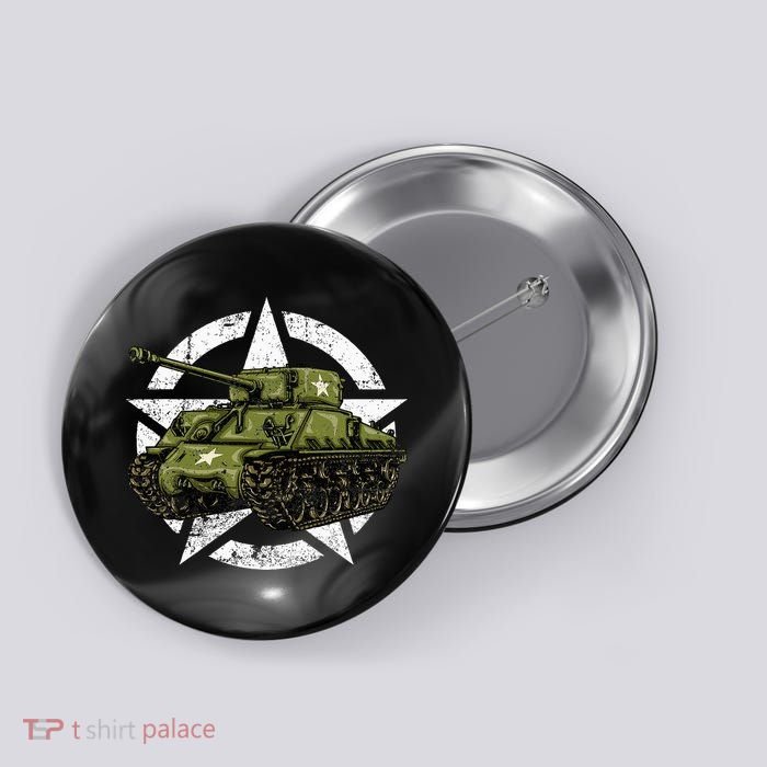 Sherman M4 World War 2 Army Tank Vintage Tank A Military Button ...