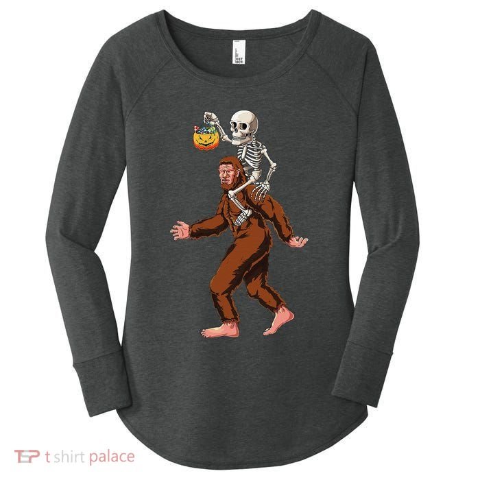 Skeleton On Bigfoot Funny Sasquatch Yeti Halloween Costume Women's ...