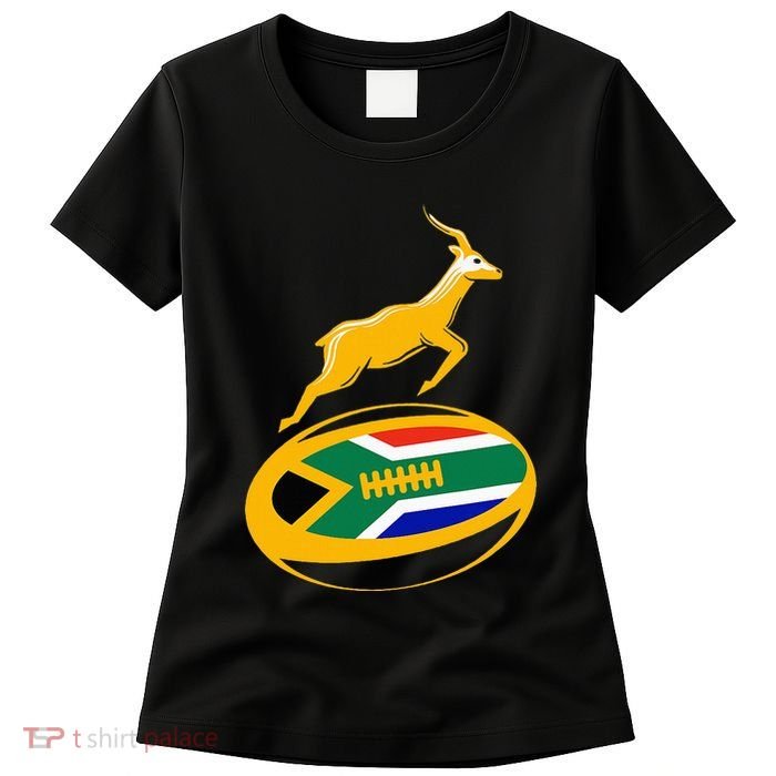 Springbok Rugby Ball & South African Flag Women's T-Shirt | TShirtPalace