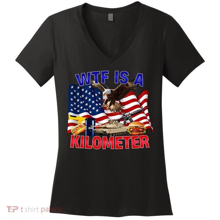 The Bald Eagle American Flag Wtf Is A Kilometer Women's V-Neck T-Shirt ...