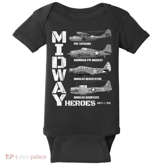 The Battle Of Midway Plane Spotting American WW2 Planes Baby Bodysuit ...