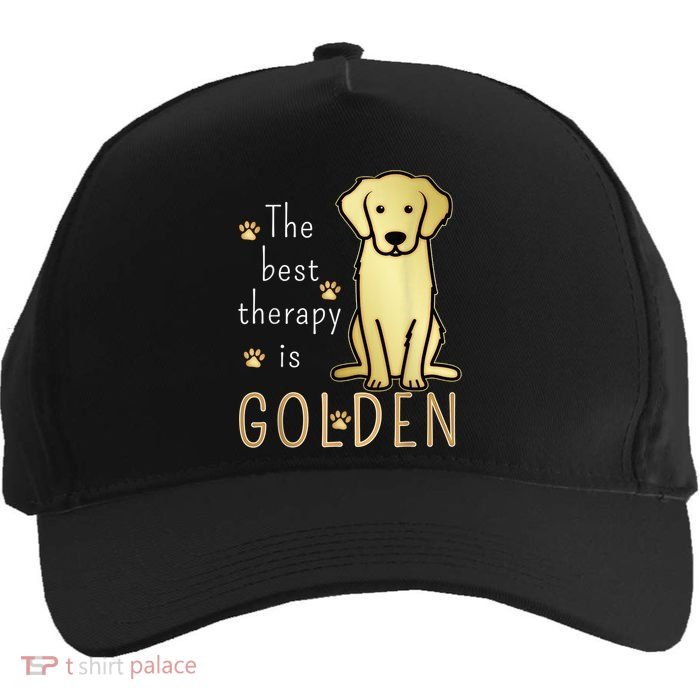 The Best Therapy Is Golden Retriever Dog Five-Panel Snapback Cap ...