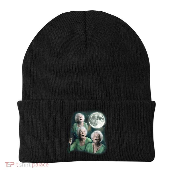 Three Granny Moon 3 Old Ladys Howling Weird Cursed Meme Knit Cap Winter ...