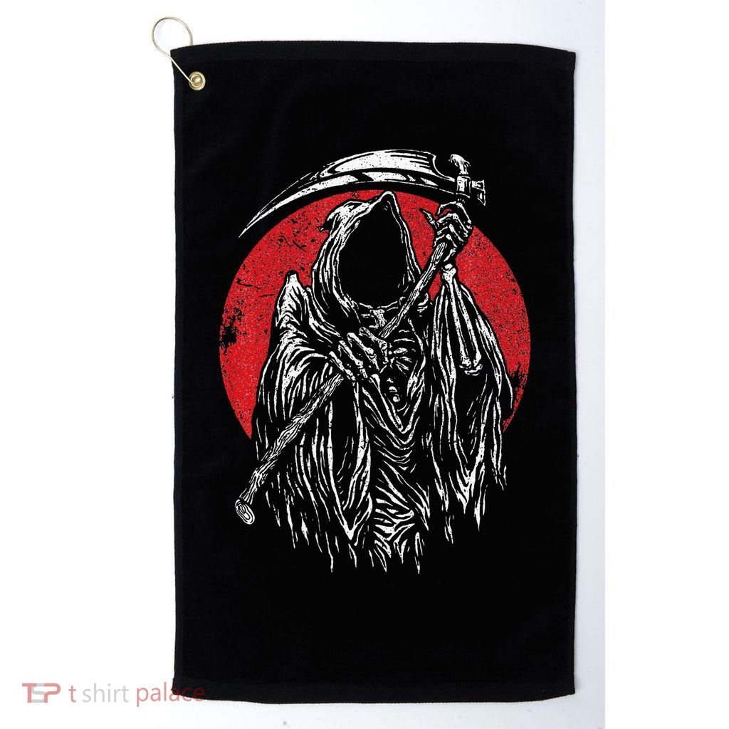 The Grim Reaper Skeleton Skull Death Scythe Grunge Horror Golf Towel ...
